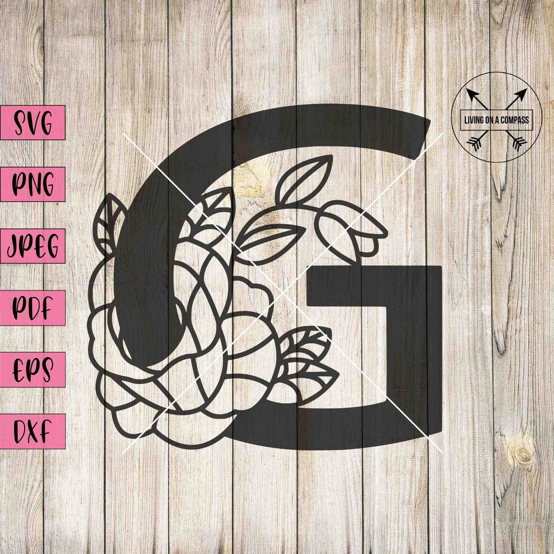 Floral Letter G Svg, Letter Svg, Floral Alphabet Clipart, Alphabet ...