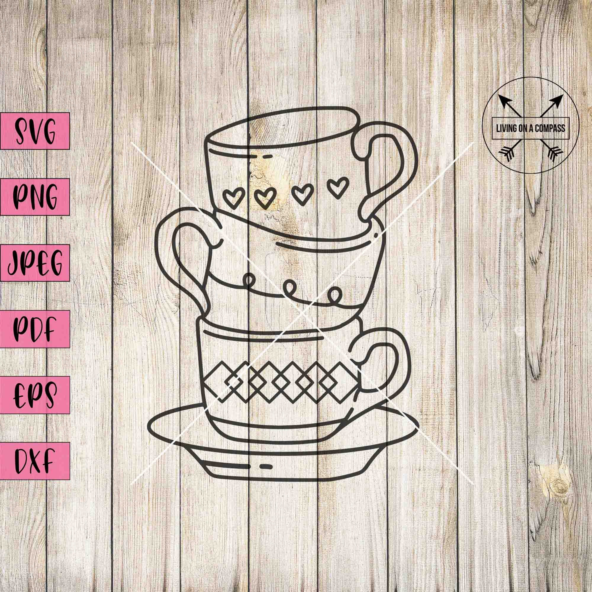 Tea Cups, Kitchen Svg, Espresso Cups, Coffee Cups, Svg for Cups, Drink ...