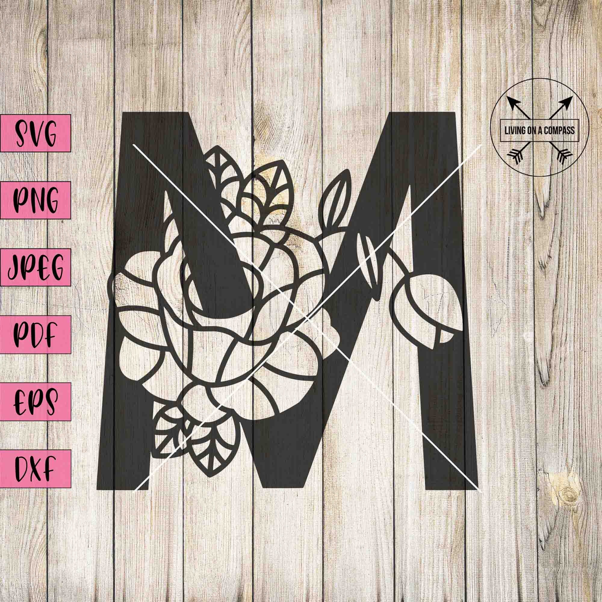 Letra floral m svg, letra m png, imágenes prediseñadas del alfabeto ...