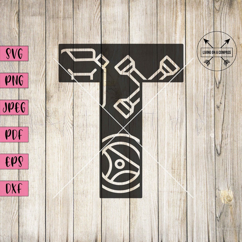 Letra mecánica t svg, arte de letras personalizado, calcomanías de ...