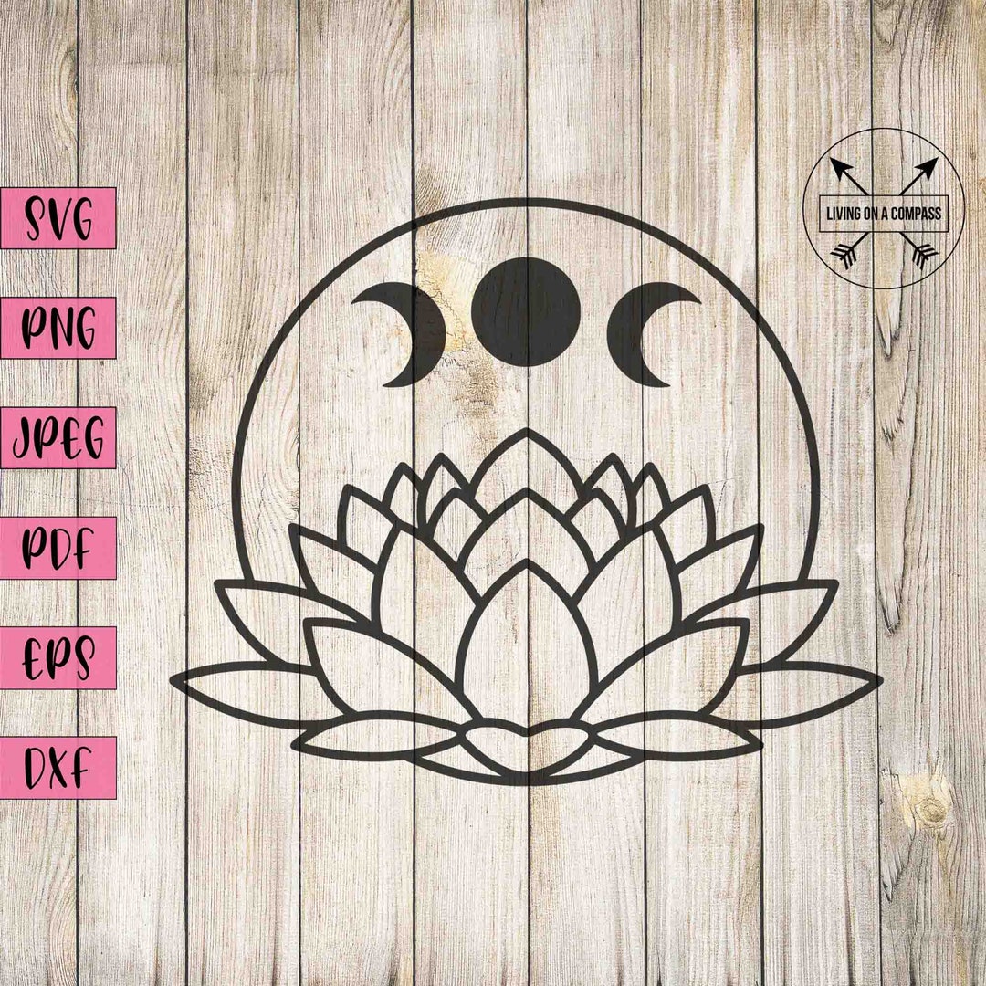 Lotus Moon Svg, Lotus Flower Svg, Lotus Flower Wall Decor, Lotus Flower ...