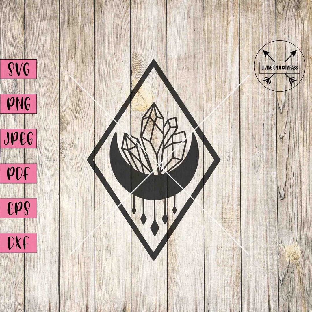 Moon Svg, Crystal Wall Art, Crystal Art, Amethyst Crystal Cluster ...