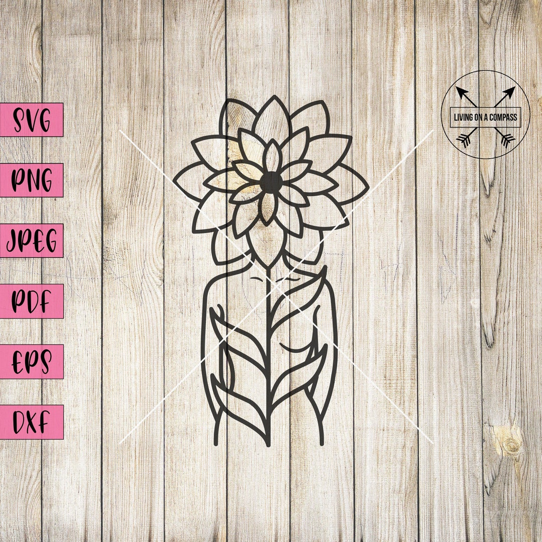 Female Body Art, Woman Svg, Body Positivity, Spa Decor, Flower Head Svg ...