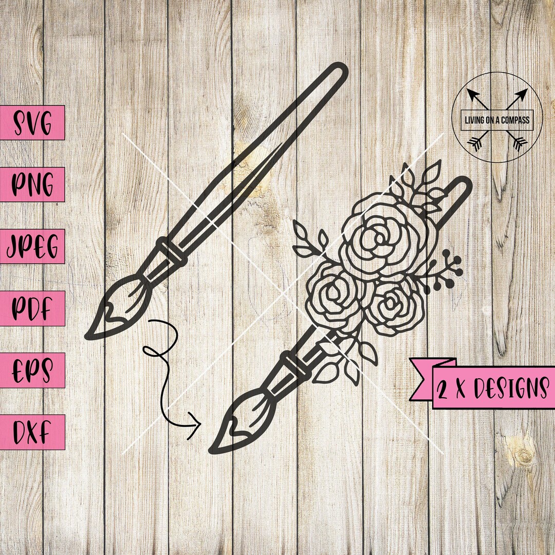 Floral Paint Brush Svg, Paint Brush Svg, Painting Clip Art, Painting ...