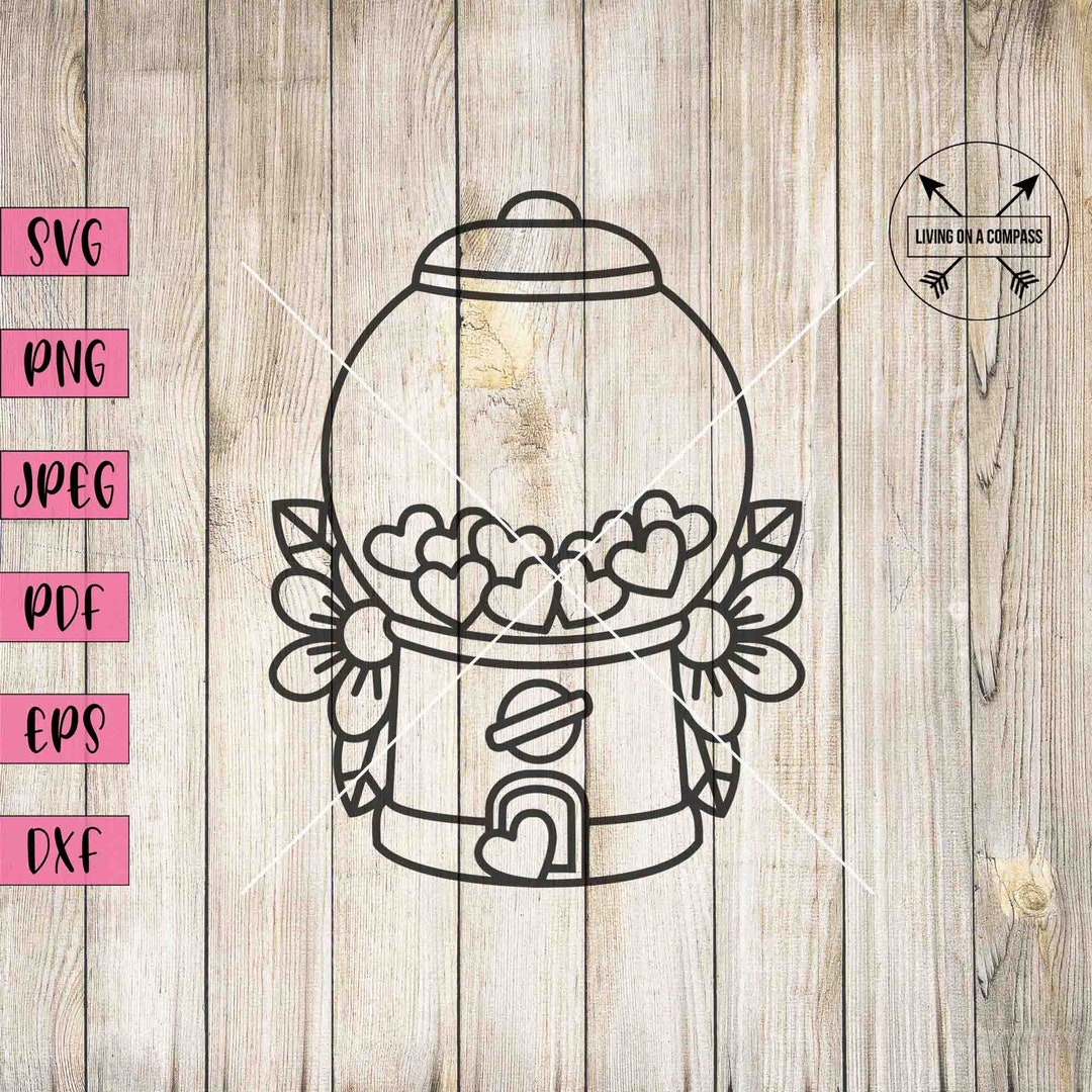 Gumball Machine, Gum Ball Machine, Candy Svg, Candy Clipart, Hearts Svg ...