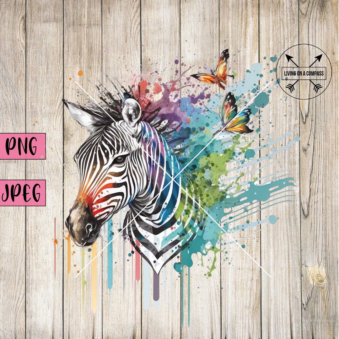Zebra Watercolor Drip, Zebra Digital Download, Zebra Printable, Zebra ...