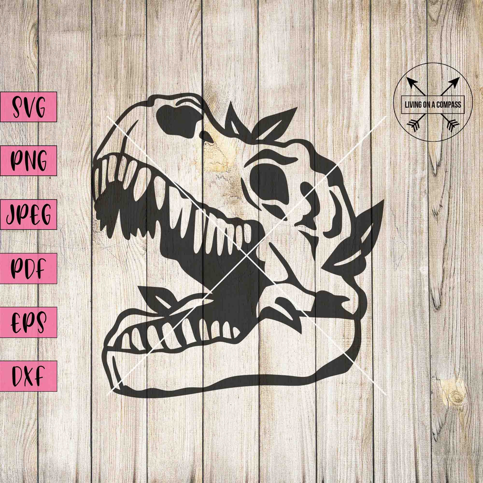 Dinosaur Skeleton Clipart, T-rex Svg, T-rex Dinosaur Svg, T Rex Wall ...