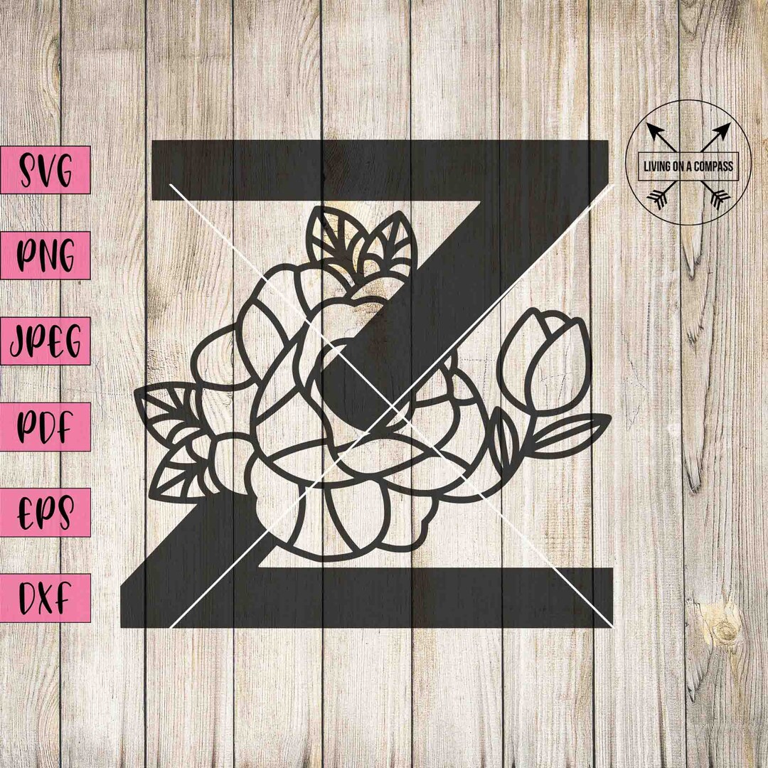Floral Letter Z Svg, Monogram Z, Personalized Letter Art, Alphabet ...
