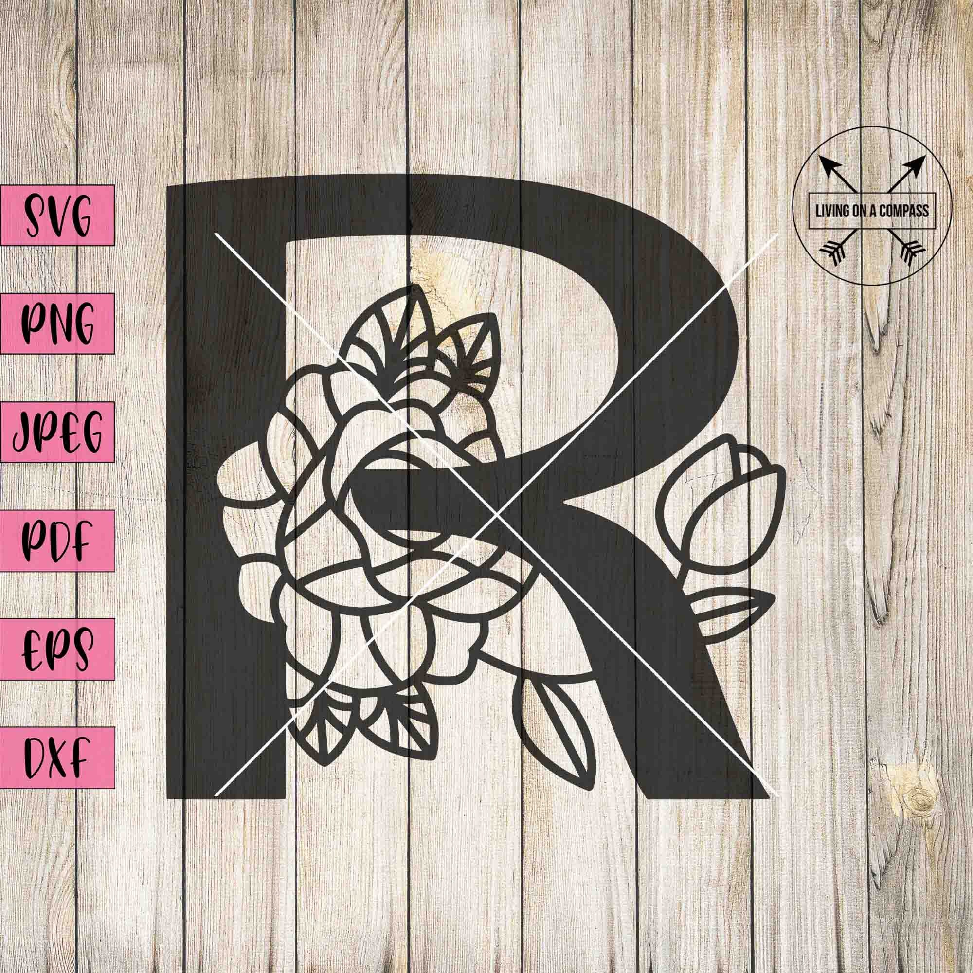 Floral Letter R Svg, Floral Letters, Floral Alphabet, Letter Stencils ...