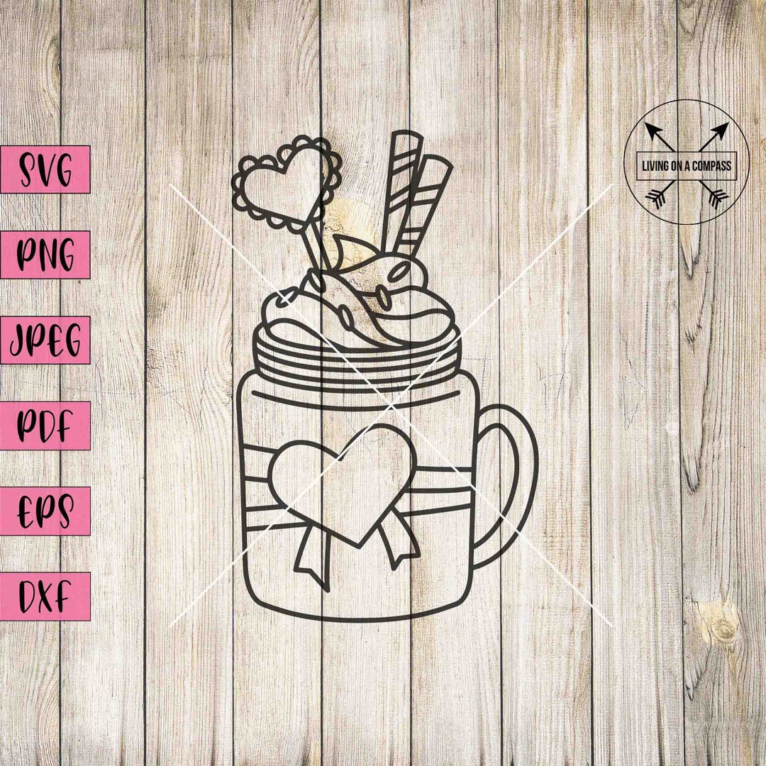 Shake Svg, Frappuccino Svg, Frappe Clipart, Cafe Decor, Valentines Day ...