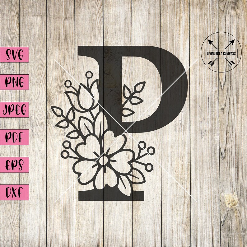 Floral Letter P Svg, Letter Svg, Floral Alphabet Clipart, Alphabet ...