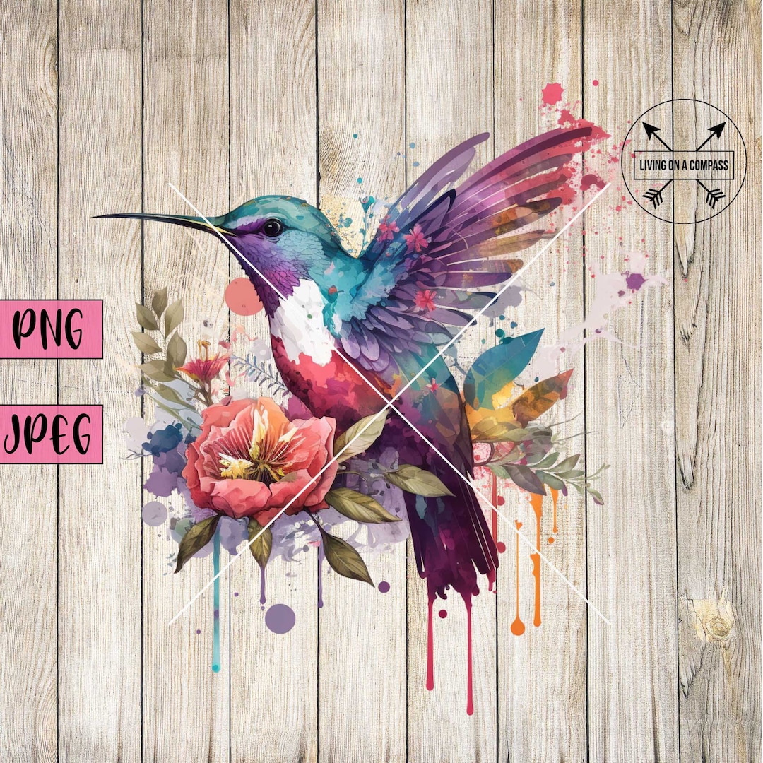 Hummingbird Printable, Hummingbird Watercolor, Hummingbird Digital ...