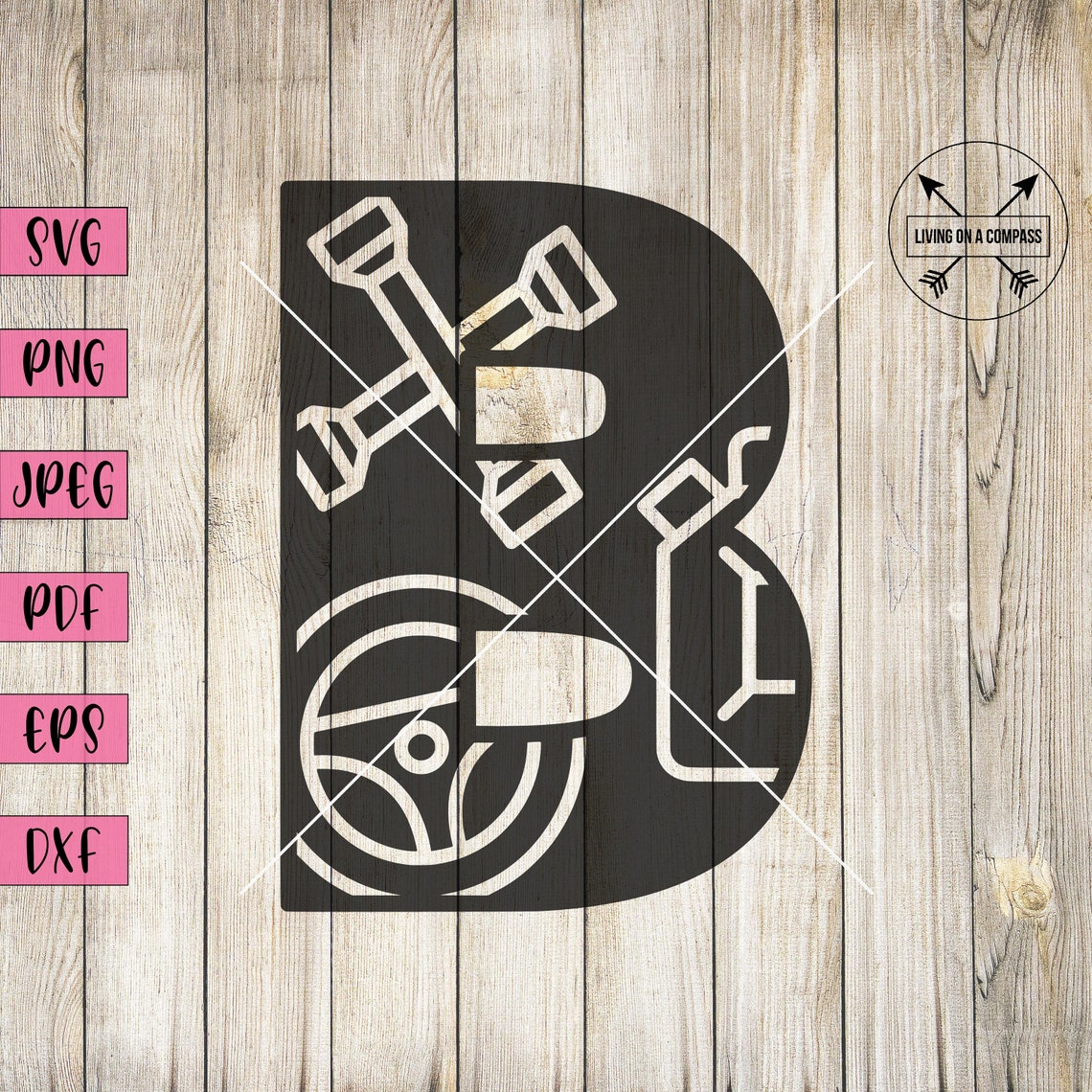 Letra mecánica b svg car svg letras mdf letras dxf - Etsy España