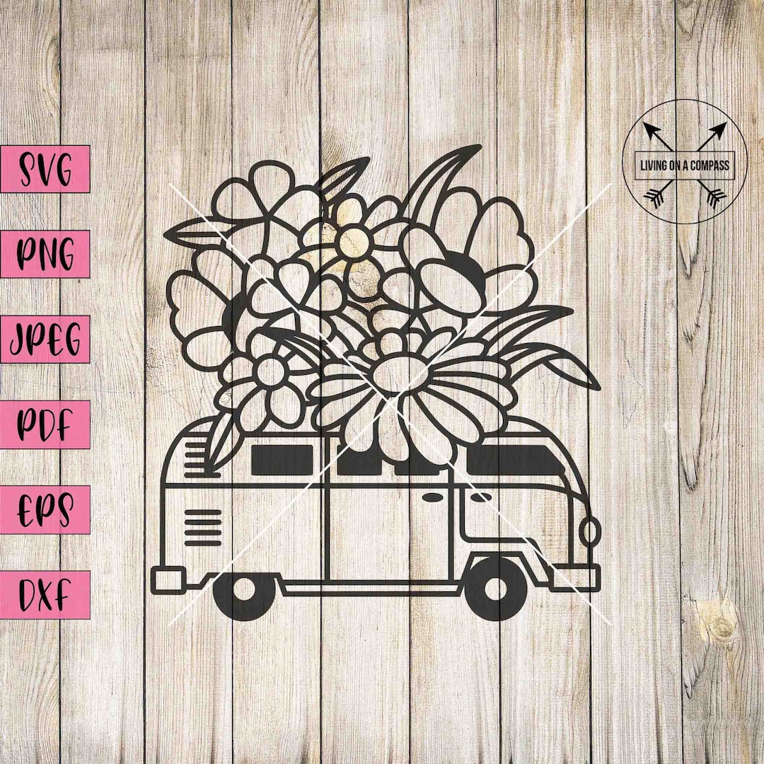 Hippie Van Svg, Hippie Car, Hippie Svg, Hippie Clipart, Hippie Stickers ...