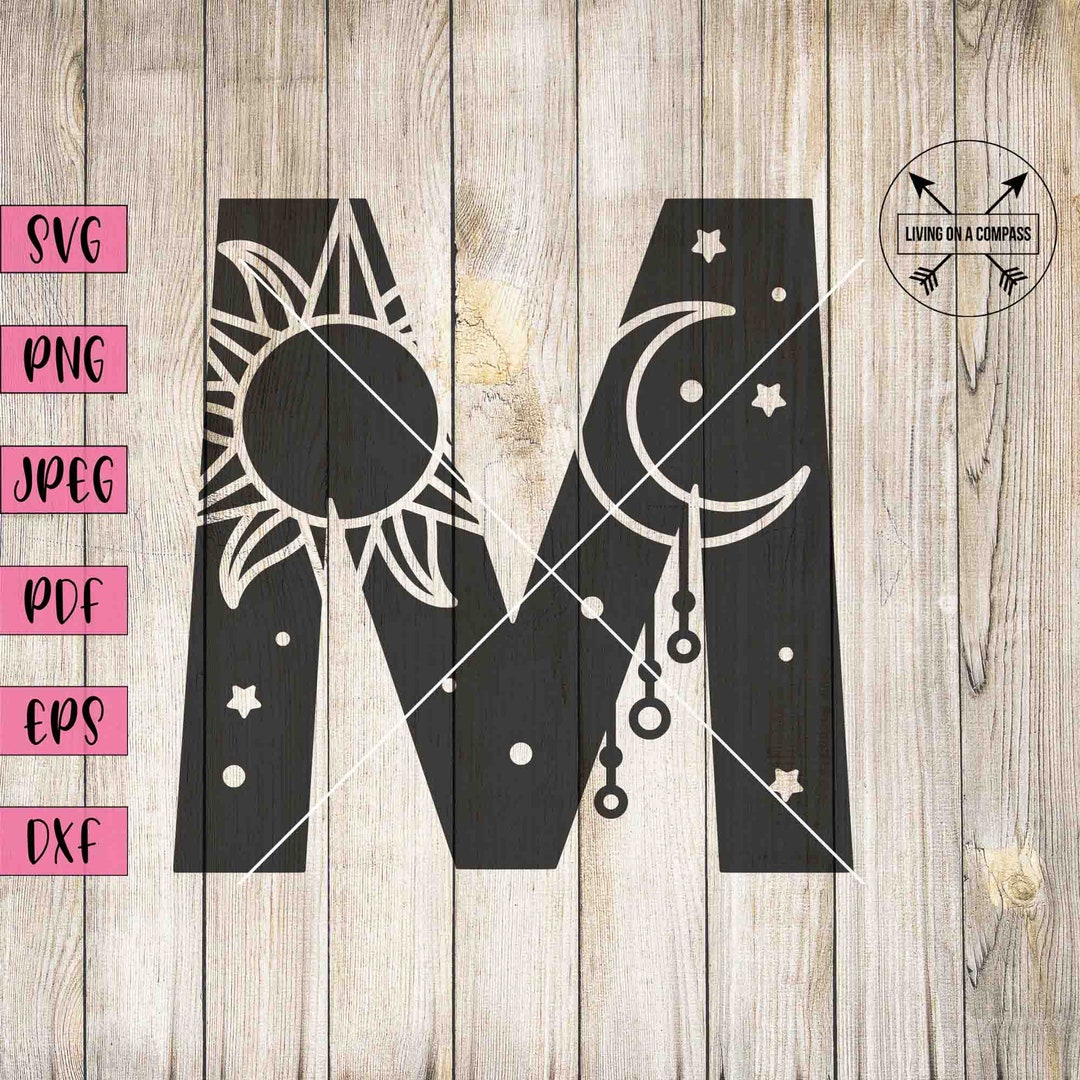 Sun and Moon Letter M Svg, Letter M Png, Alphabet Clipart, Alphabet Png ...