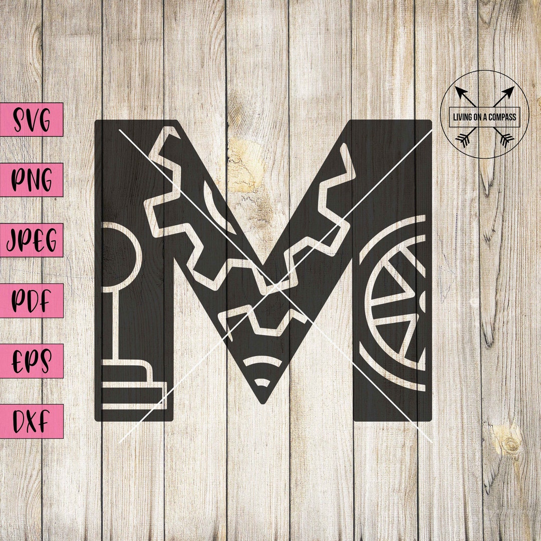 Letra mecánica m svg, car svg, letras mdf, letras dxf, plantillas de ...