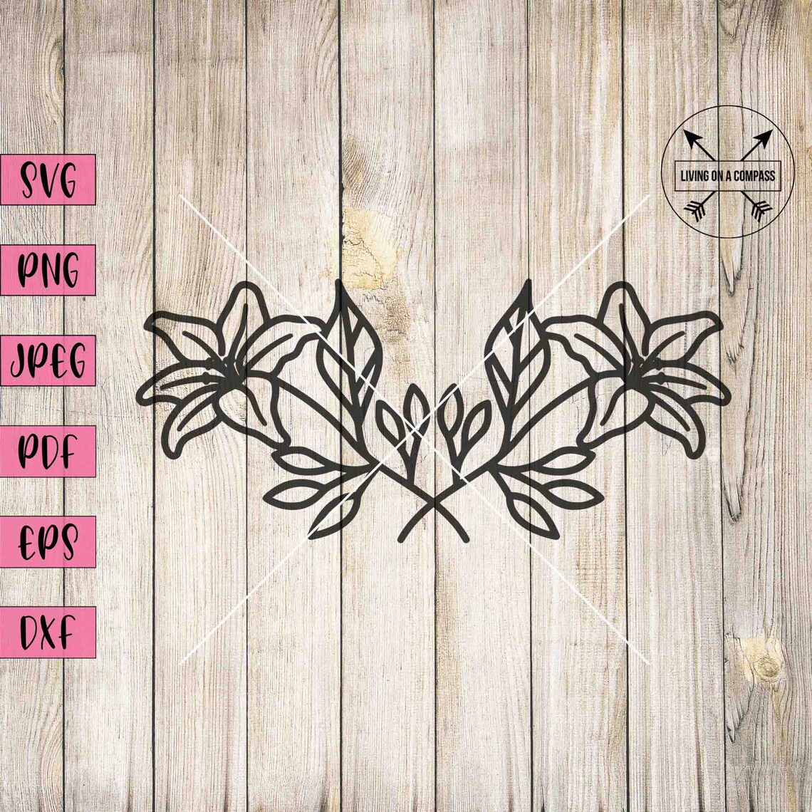 Lilies Svg, Floral Border Clipart, Floral Clipart, Floral Svg, Flower ...
