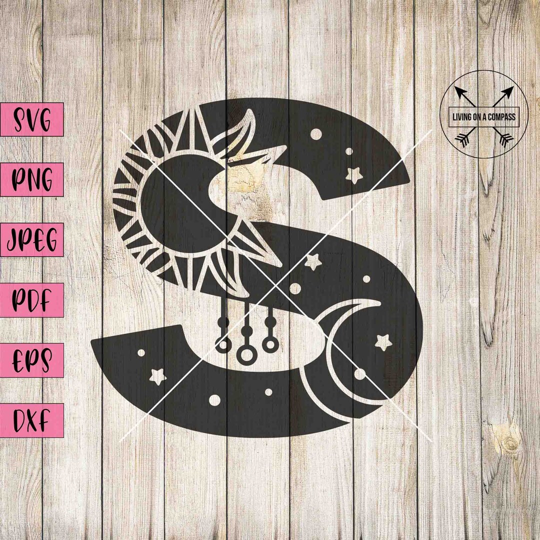 Sun and Moon Letter S Svg, Letter S Cut File, Letters Svg, Alphabet Png ...