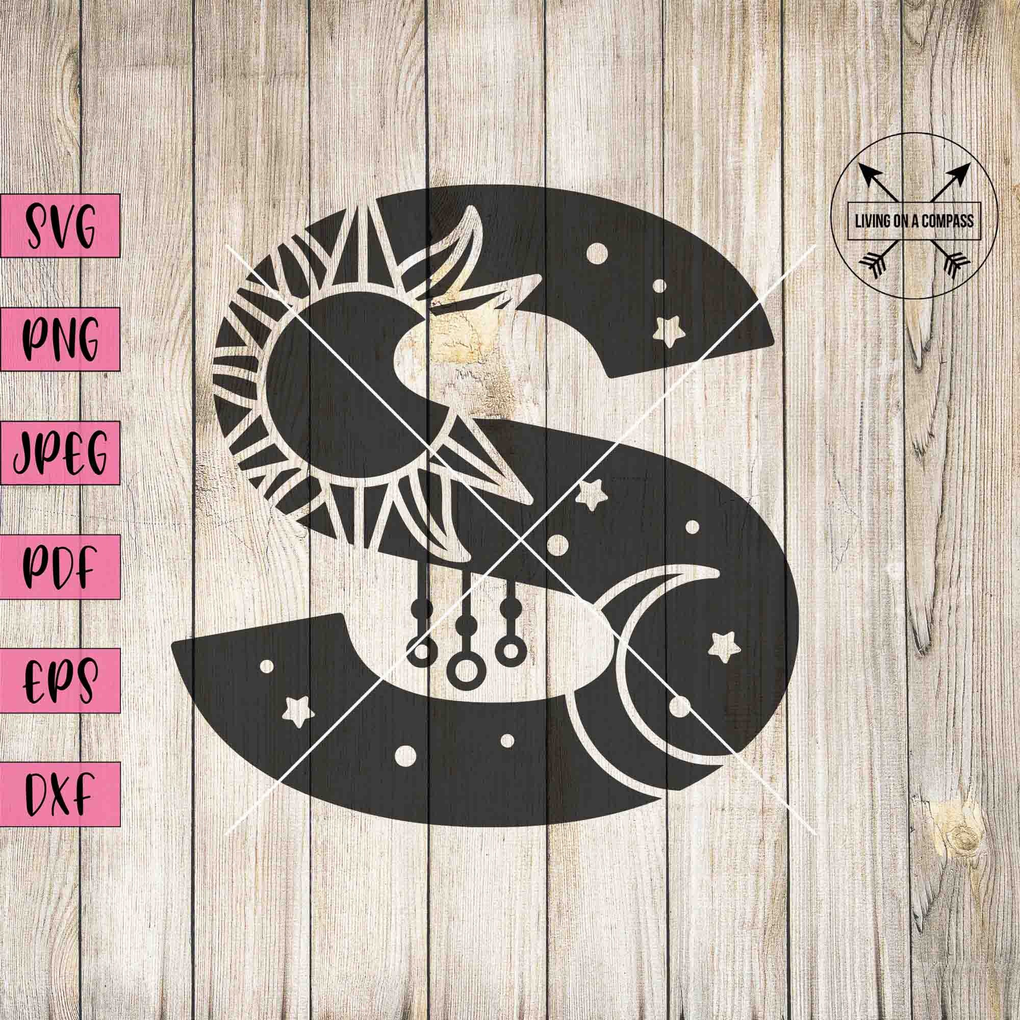 Sun and Moon Letter S Svg Letter S Cut File Letters Svg - Etsy