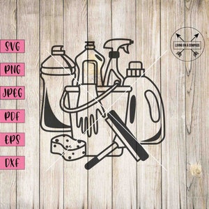 Cleaning Products Svg, Sponge Svg, Bucket Svg, Cleaning Clipart ...