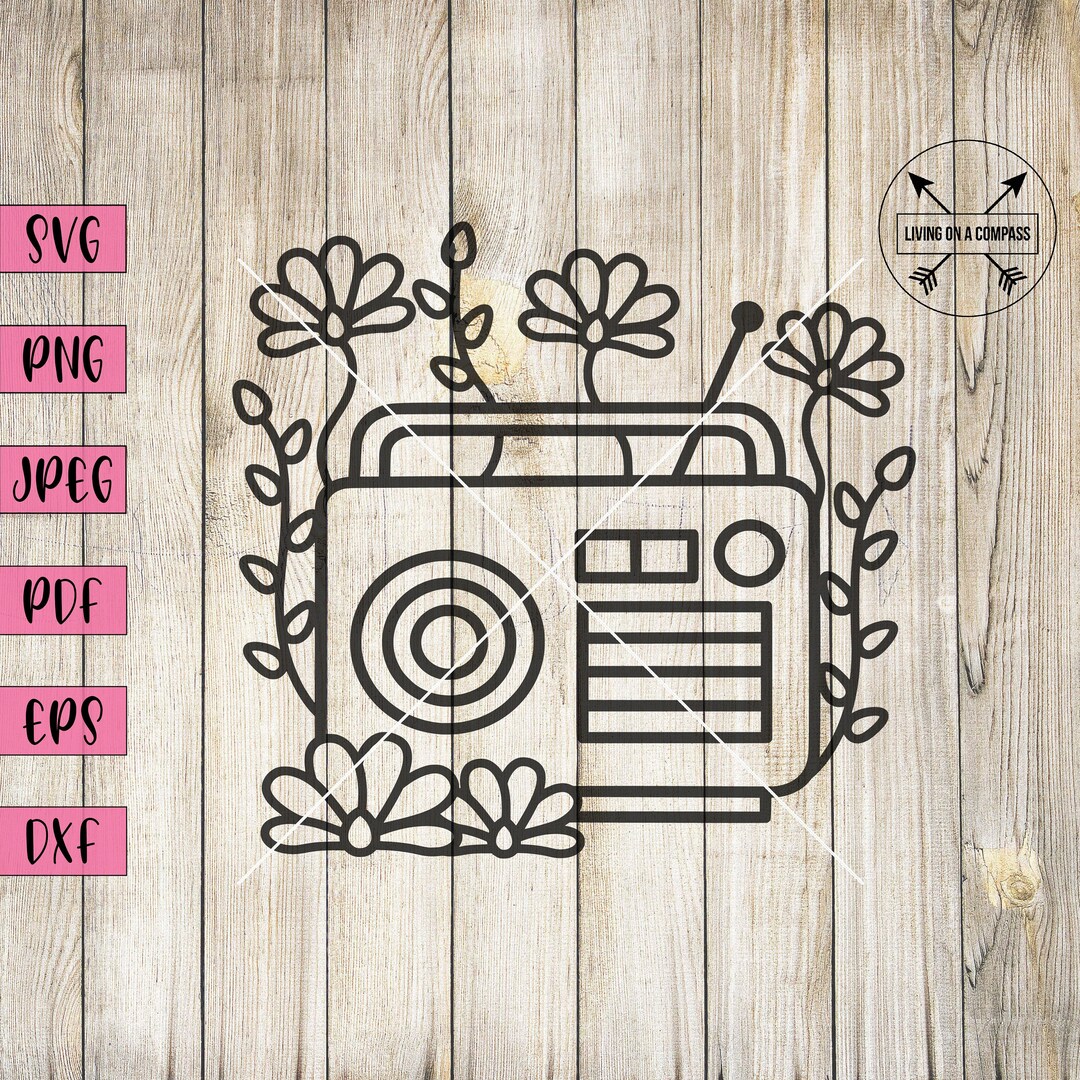 Floral Radio Svg, Retro Radio, Music Svg, Music Wall Art, Music Clipart ...