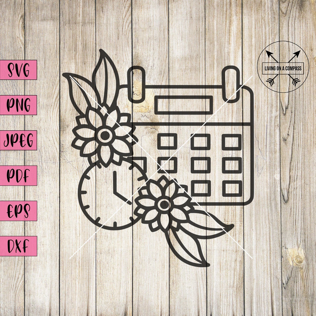 Calendario svg, clipart de calendario, pegatinas de planificador ...