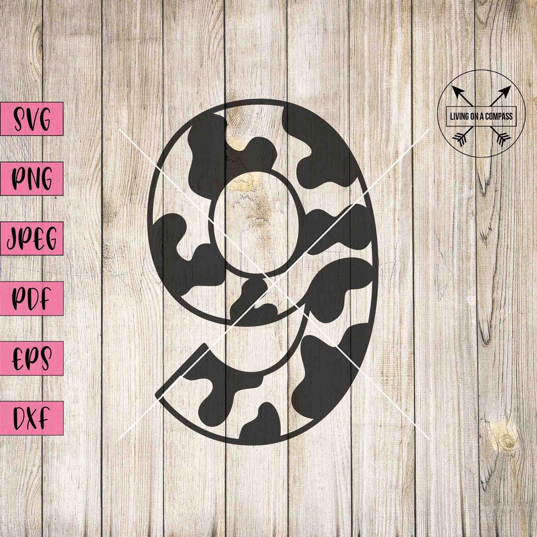 Cow Print Number 9 Svg, Number 9, Number Clipart, Number Stickers ...