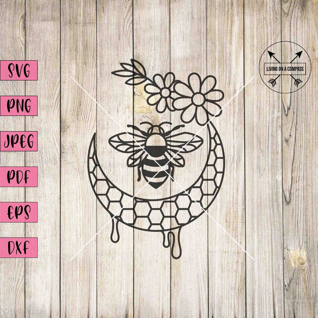 Bee Wreath Svg, Bee Frame, Bee Moon, Floral Bee, Bumble Bee Svg, Insect ...