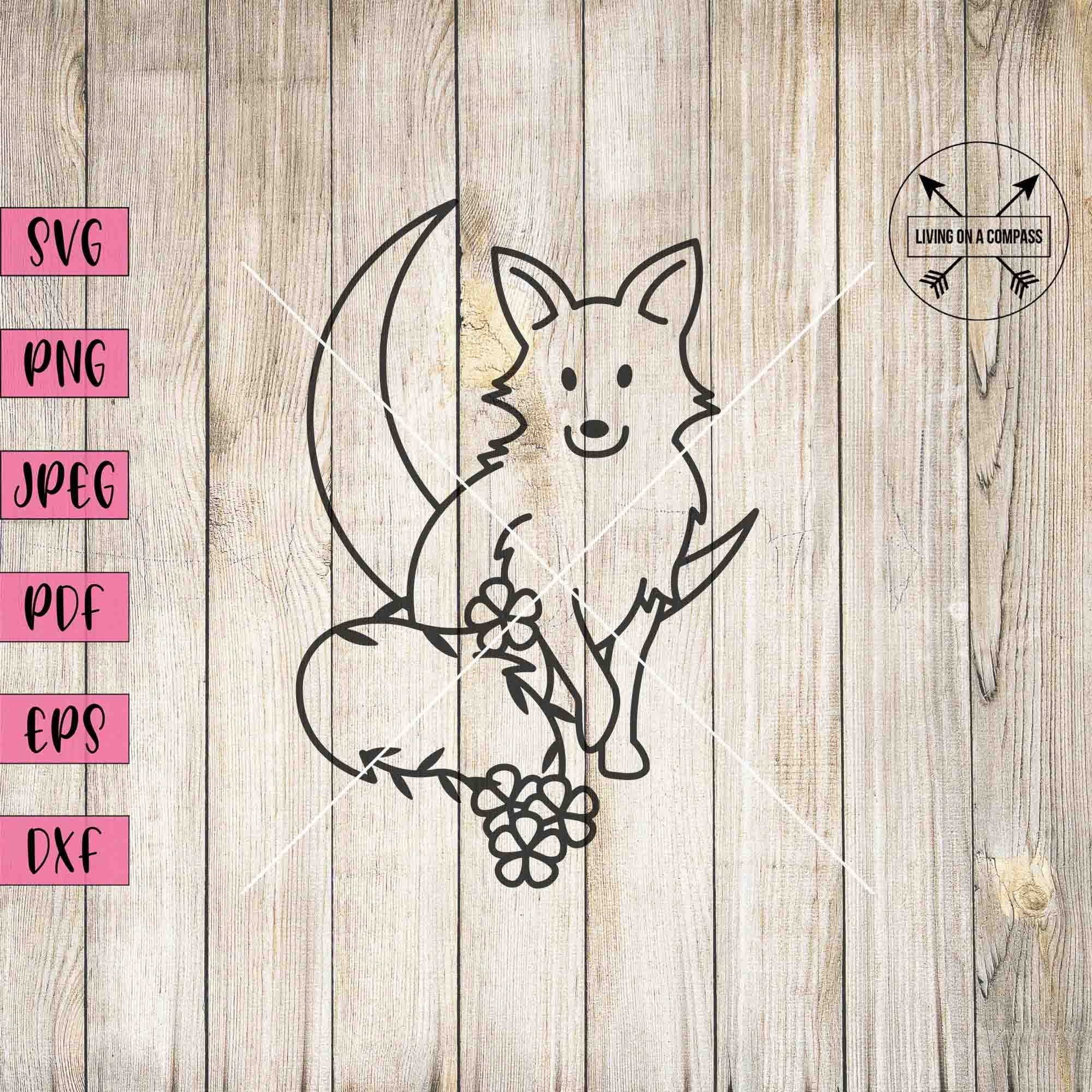 Fox Svg Floral Fox Svg Fox and Moon Fox Clipart Fox Clip - Etsy