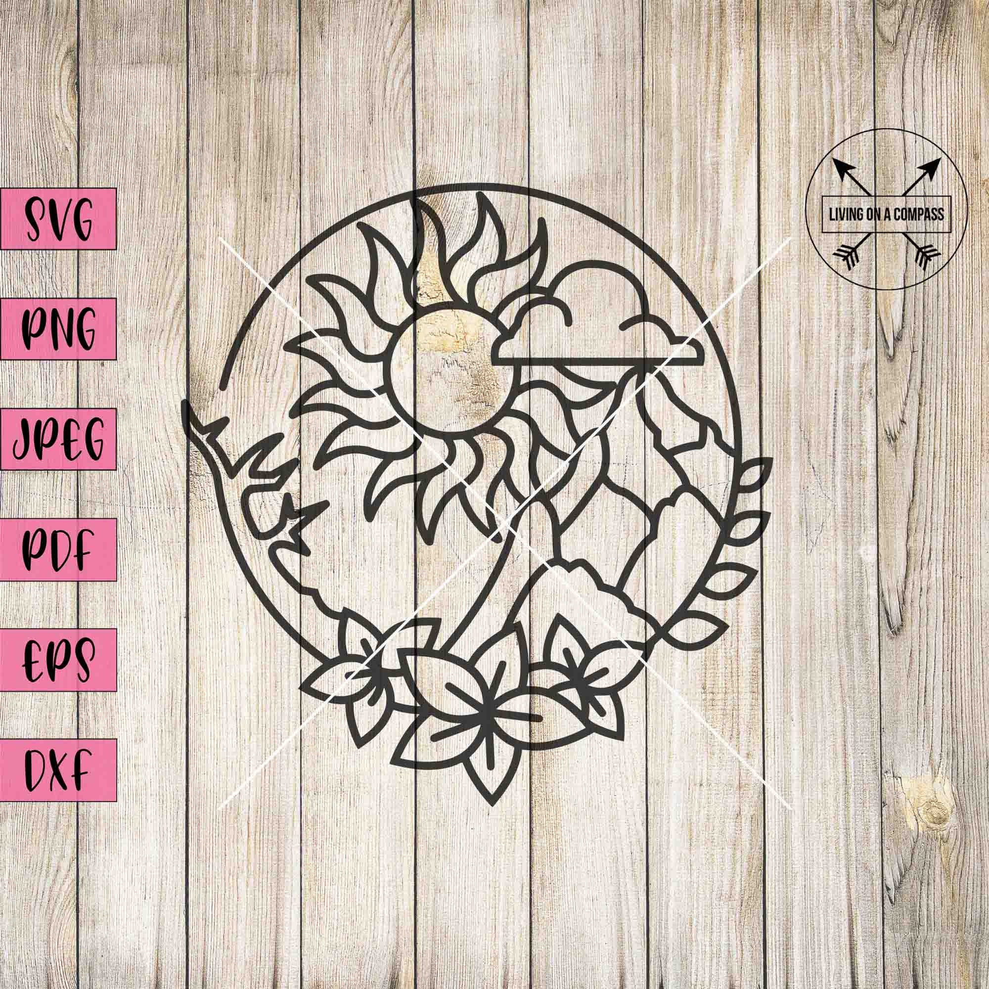 Montañas svg, isla svg, isla clipart, sol svg, montañas clipart ...