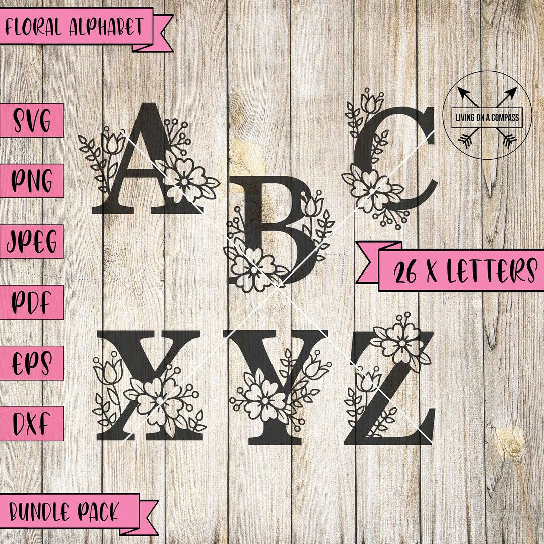 A-Z Floral Alphabet, Floral Letters, Floral Alphabet Svg, Floral ...