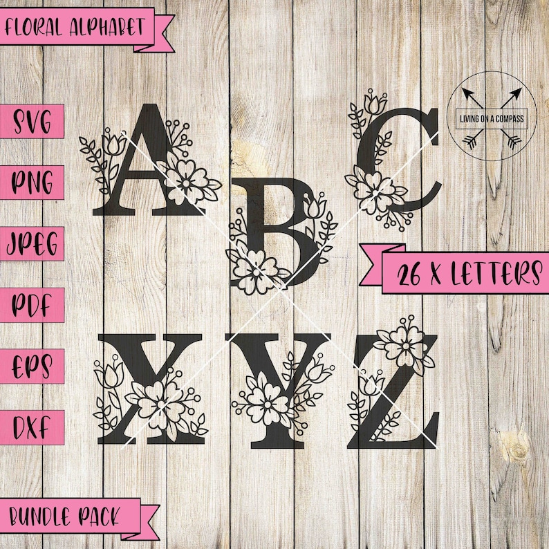 A-Z Floral Alphabet Floral Letters Floral Alphabet Svg - Etsy