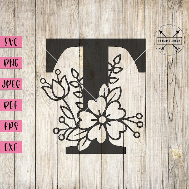 Floral Letter T Svg Letter Svg Floral Alphabet Clipart - Etsy