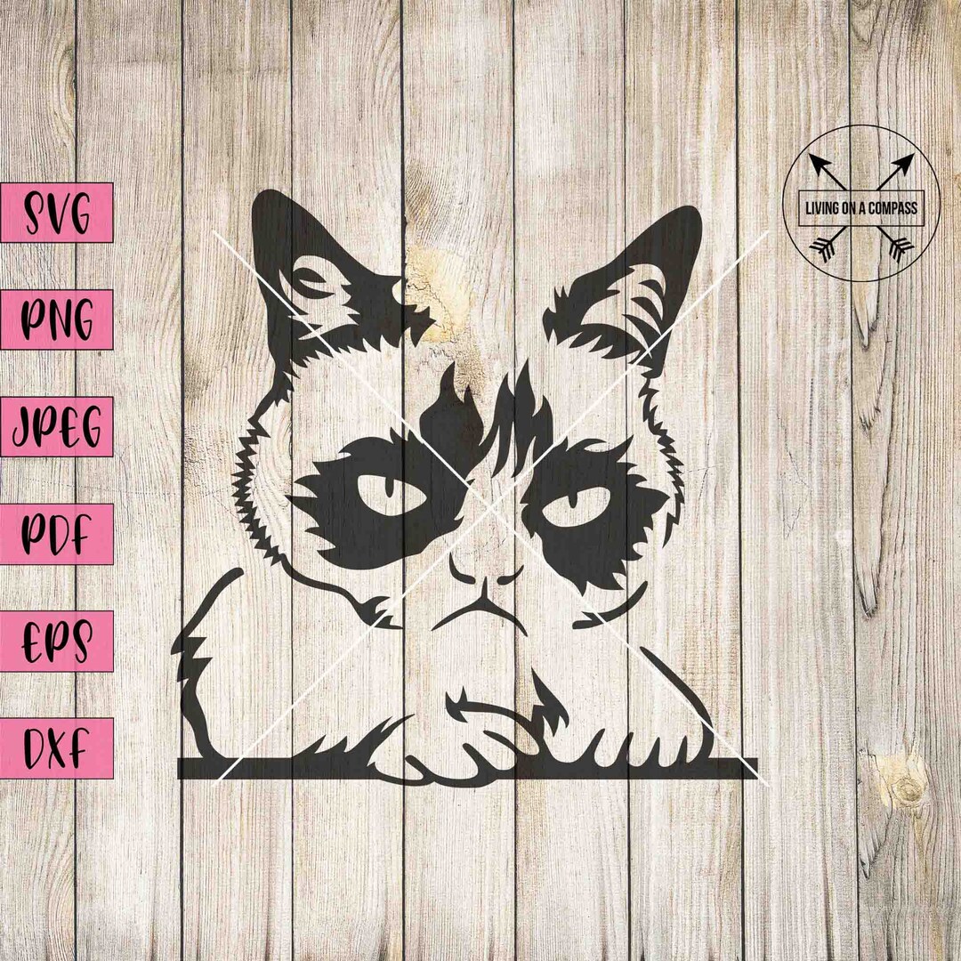 Grumpy Cat Svg, Cat Svg, Cat Clipart, Grumpy Cat Sticker, Cat Art Print ...