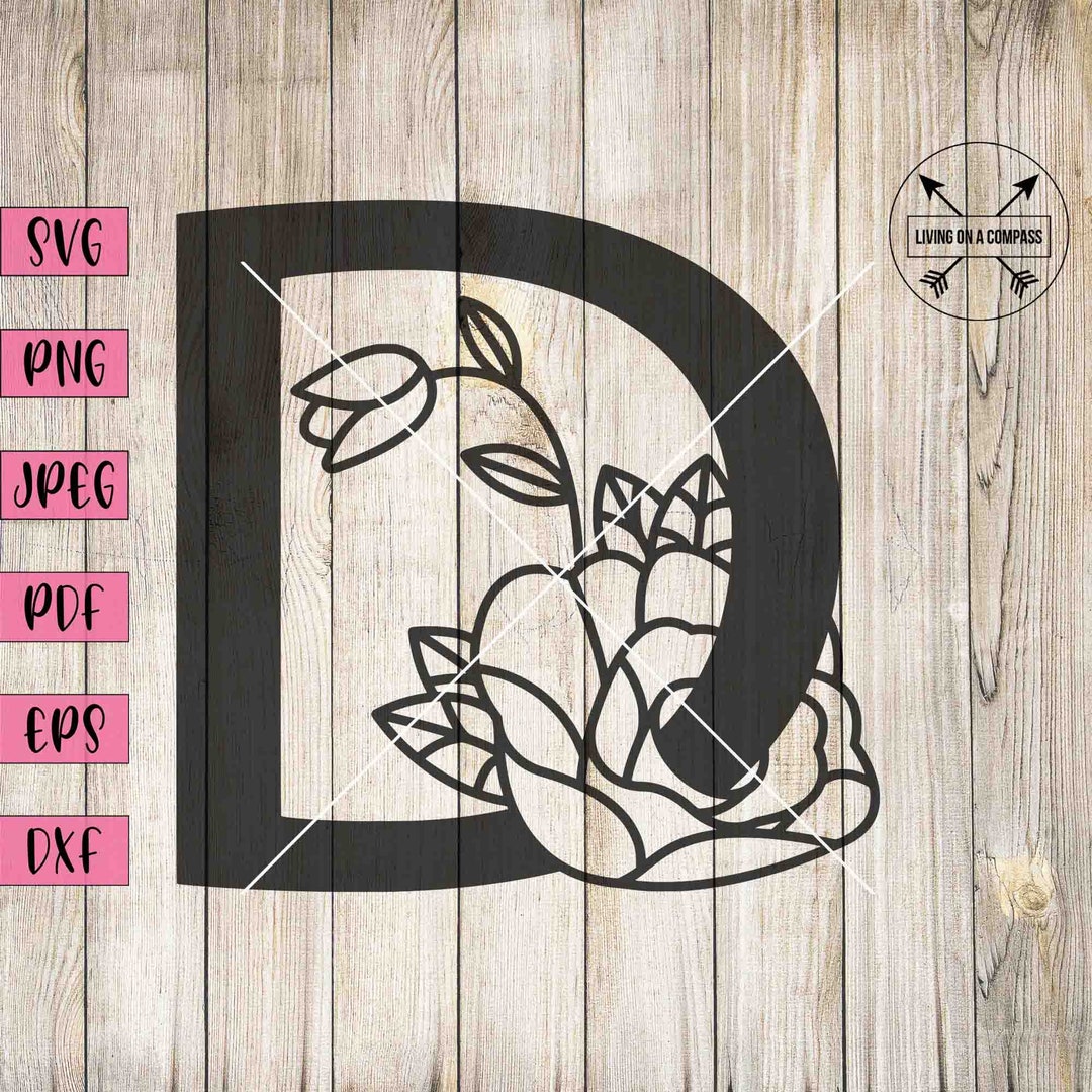 Floral Letter D Svg, Letter Svg, Floral Alphabet Clipart, Alphabet ...