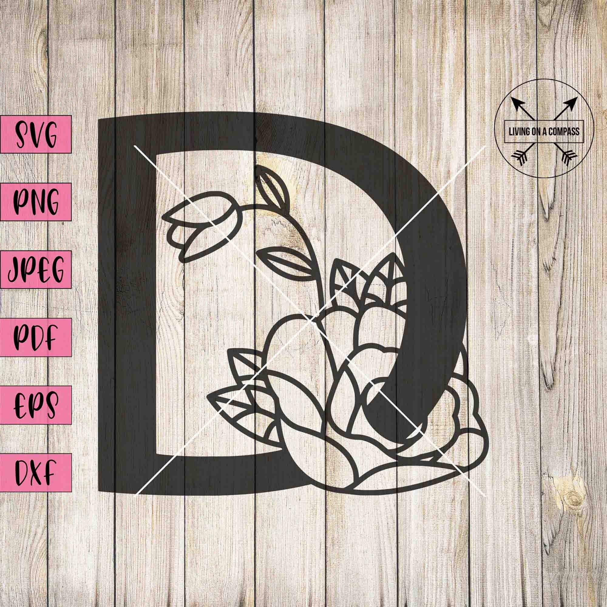 Floral Letter D Svg Letter Svg Floral Alphabet Clipart - Etsy