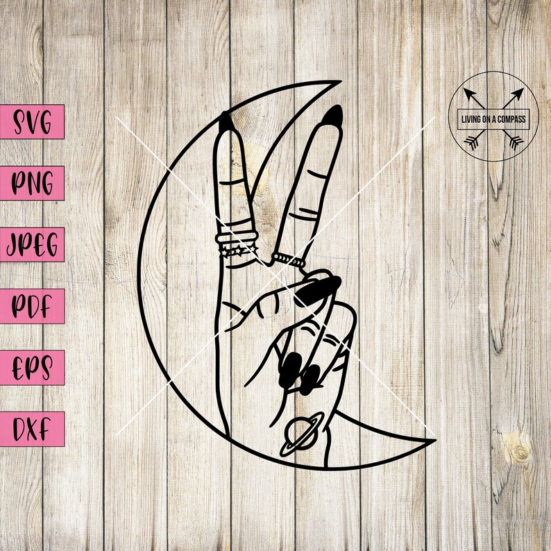 Hand and Moon Svg Tattoo Design Crescent Moon Svg Hand Svg - Etsy
