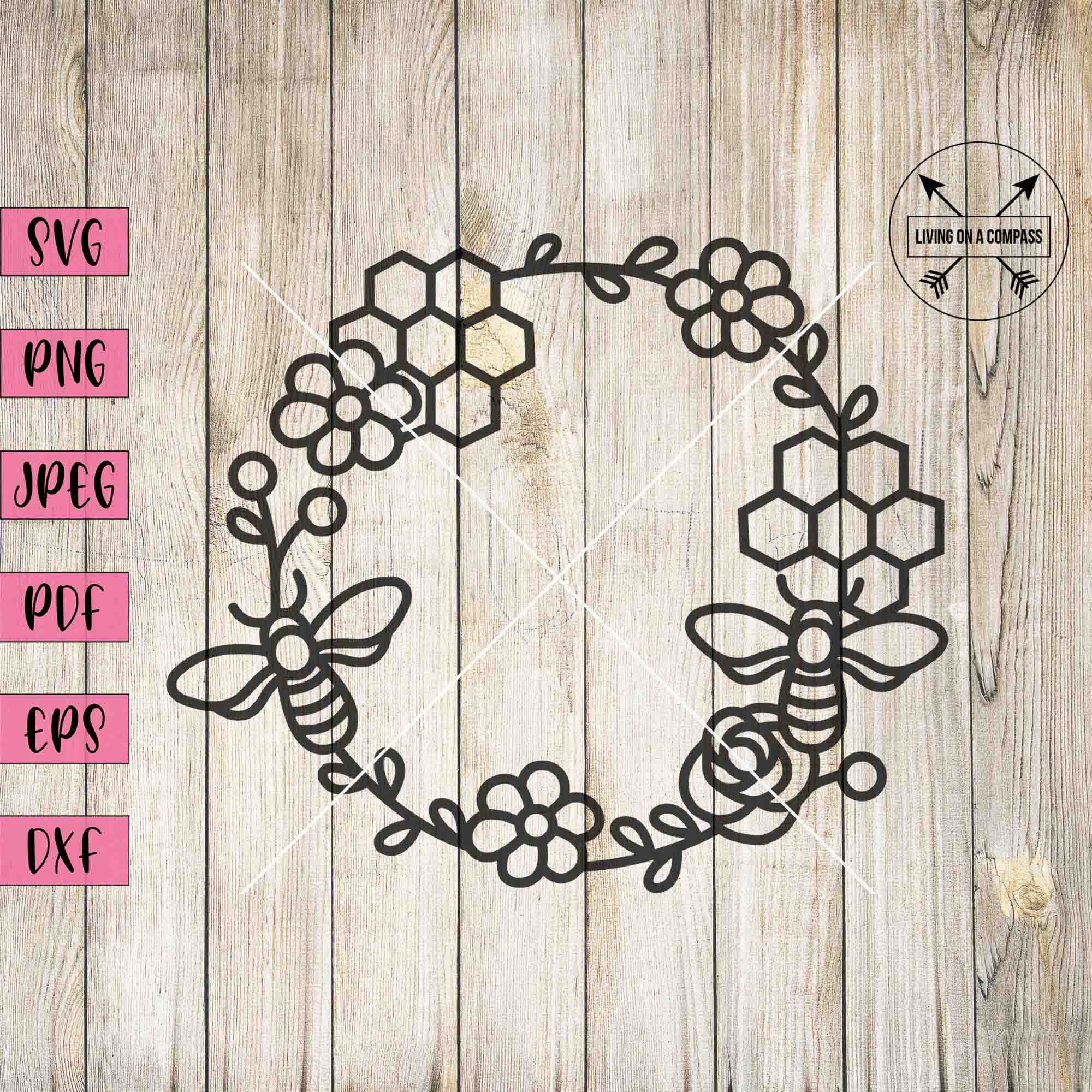 Bee Wreath Svg Bee Frame Bee Monogram Border Bumble Bee - Etsy