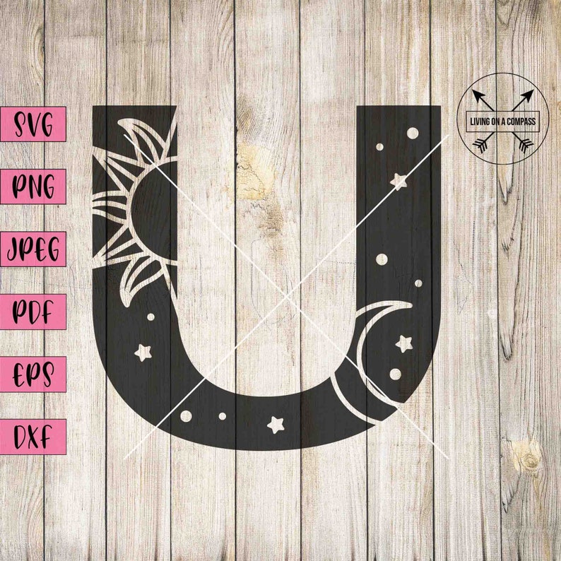 Sun and Moon Letter U Svg Letter Svg Floral Alphabet - Etsy