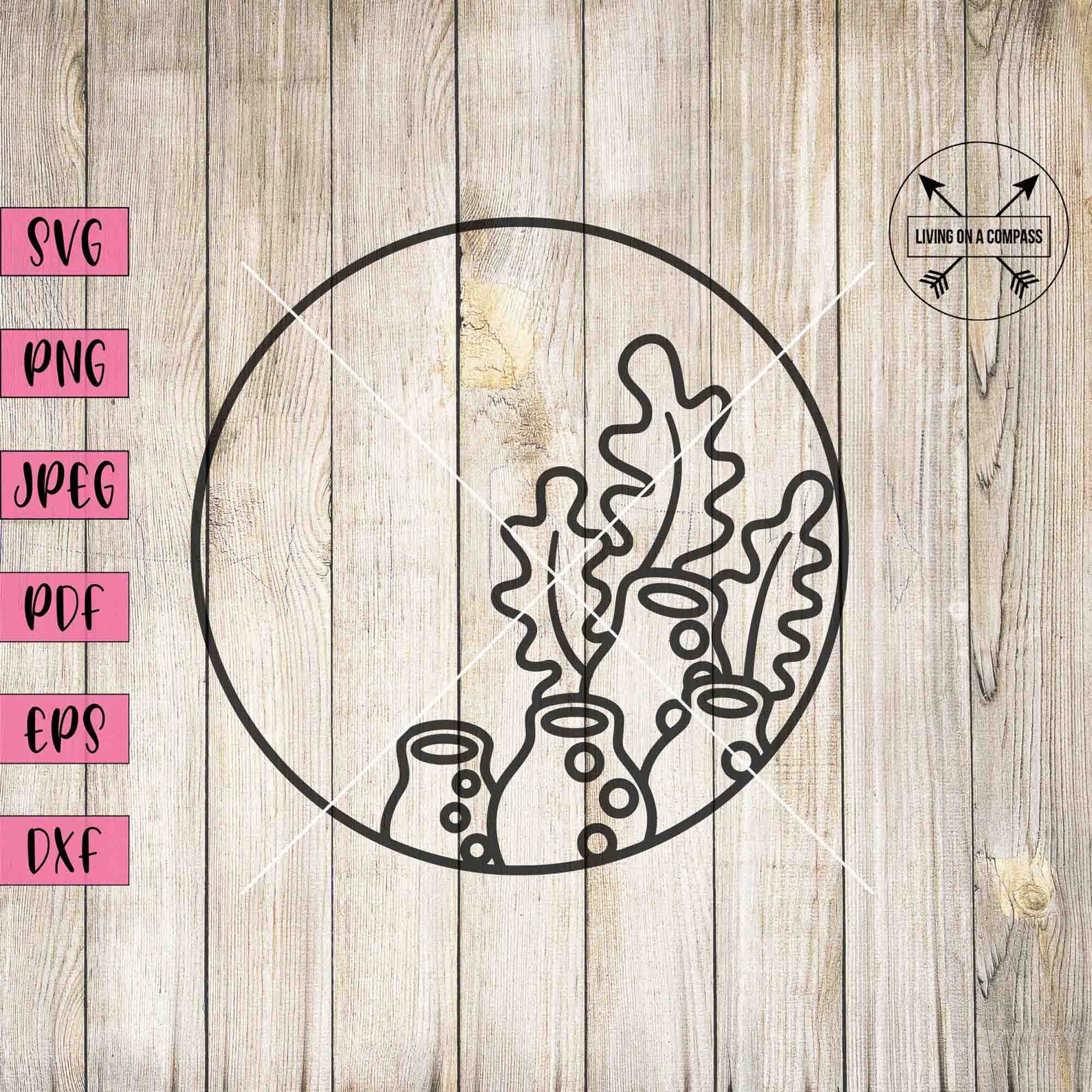 Coral Svg, Coral Clipart, Circle Frame Clipart, Circle Frame Svg, Under ...