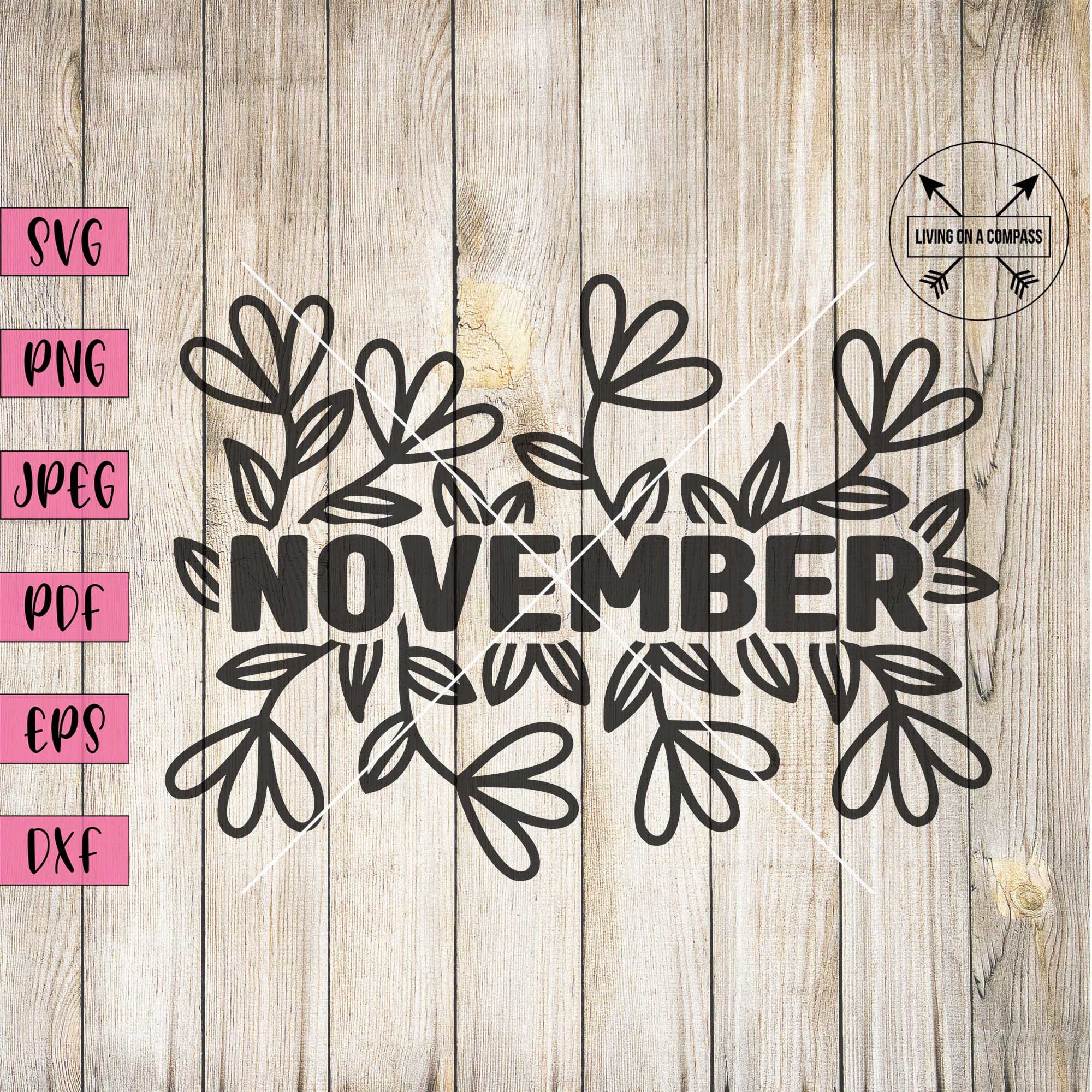November Svg, Floral Word Art Svg, Birth Month Svg, Flower Birth Month ...