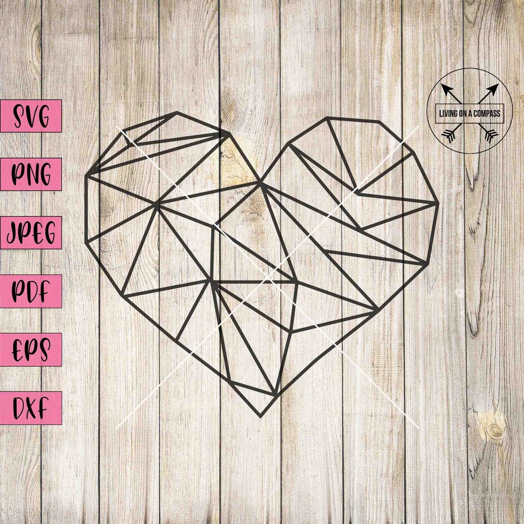 Geometric Heart Svg, Heart Svg, Heart Clip Art, Happy Valentines Day ...