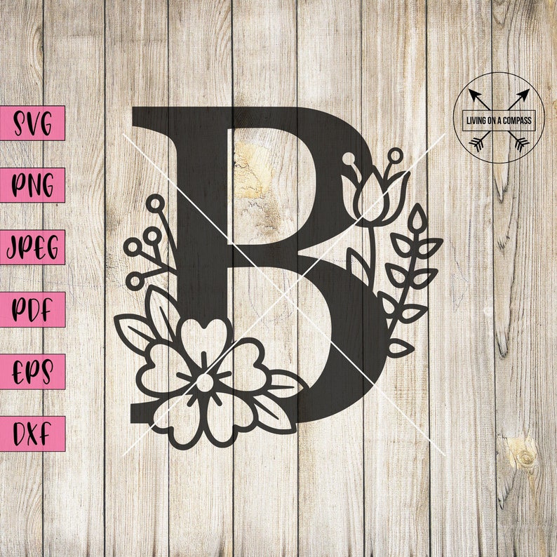 Lettre florale b svg, alphabet floral svg, lettres florales, alphabet ...