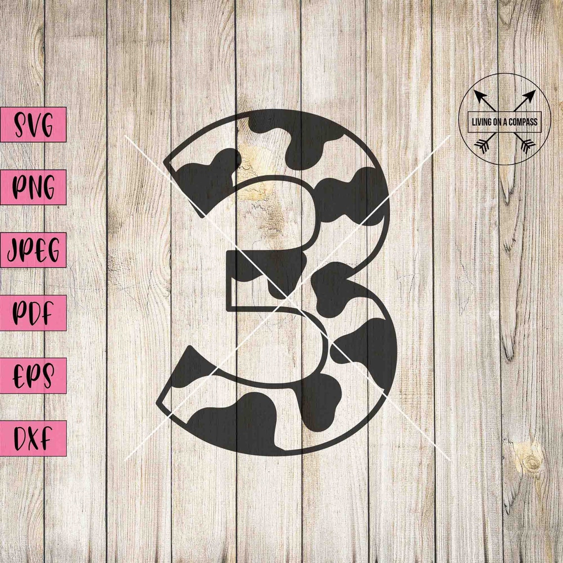 Cow Print Number 3 Svg Number 3 Number Clipart Number - Etsy