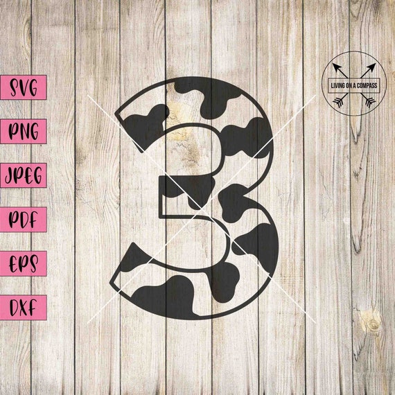 Cow Print Number 3 Svg Number 3 Number Clipart Number - Etsy