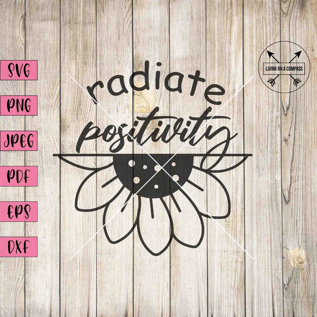 Radiate Positivity Svg, Positivity Png, Positivity Word Art, Good Vibes ...
