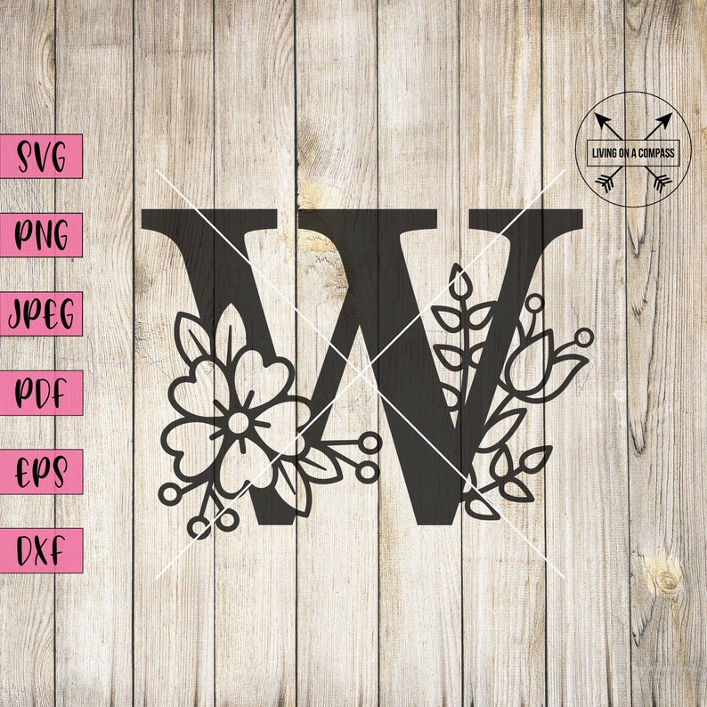 Letra floral w svg letra svg clipart del alfabeto floral - Etsy México
