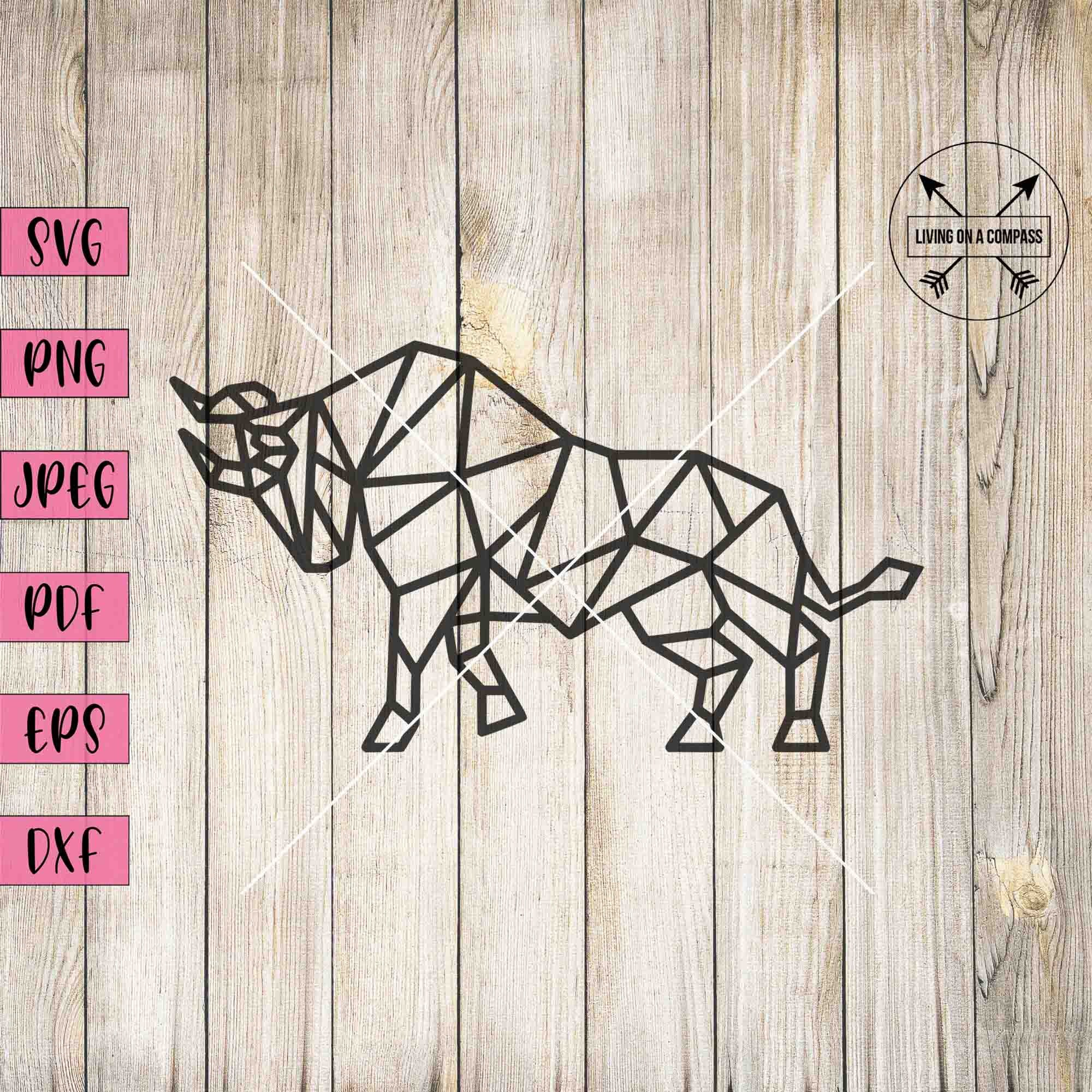 Geometric Bull Svg, Bull Clipart, Bull Decal, Bull Sticker, Bull Wall ...