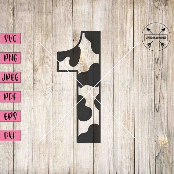 Cow Print Number 1 Svg Number 1 Number Clipart Number - Etsy