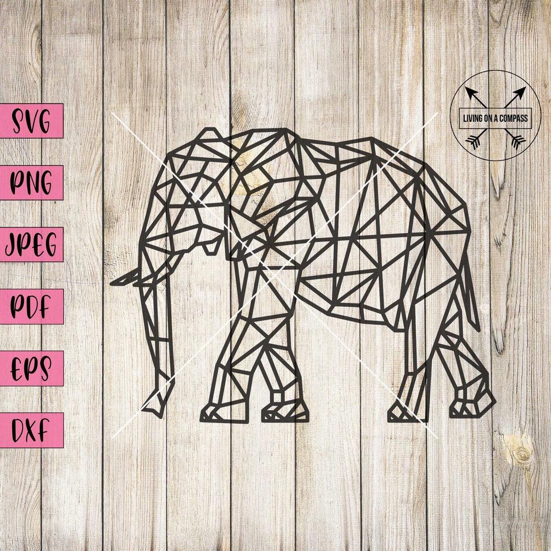 Geometric Elephant, Elephant Svg, Elephant Clipart, Elephant Decal ...